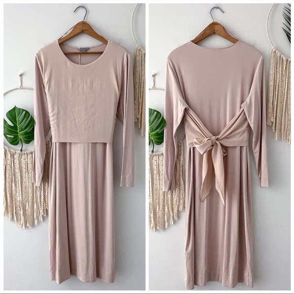 COS | Dresses | Cos Pale Pink Tie Back Midi Dress | Poshmark